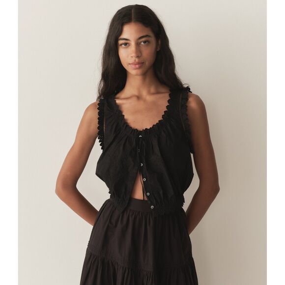 Doen | Tops | Doen Traveler Blouse Top Organic Cotton Floral Eyelet ...